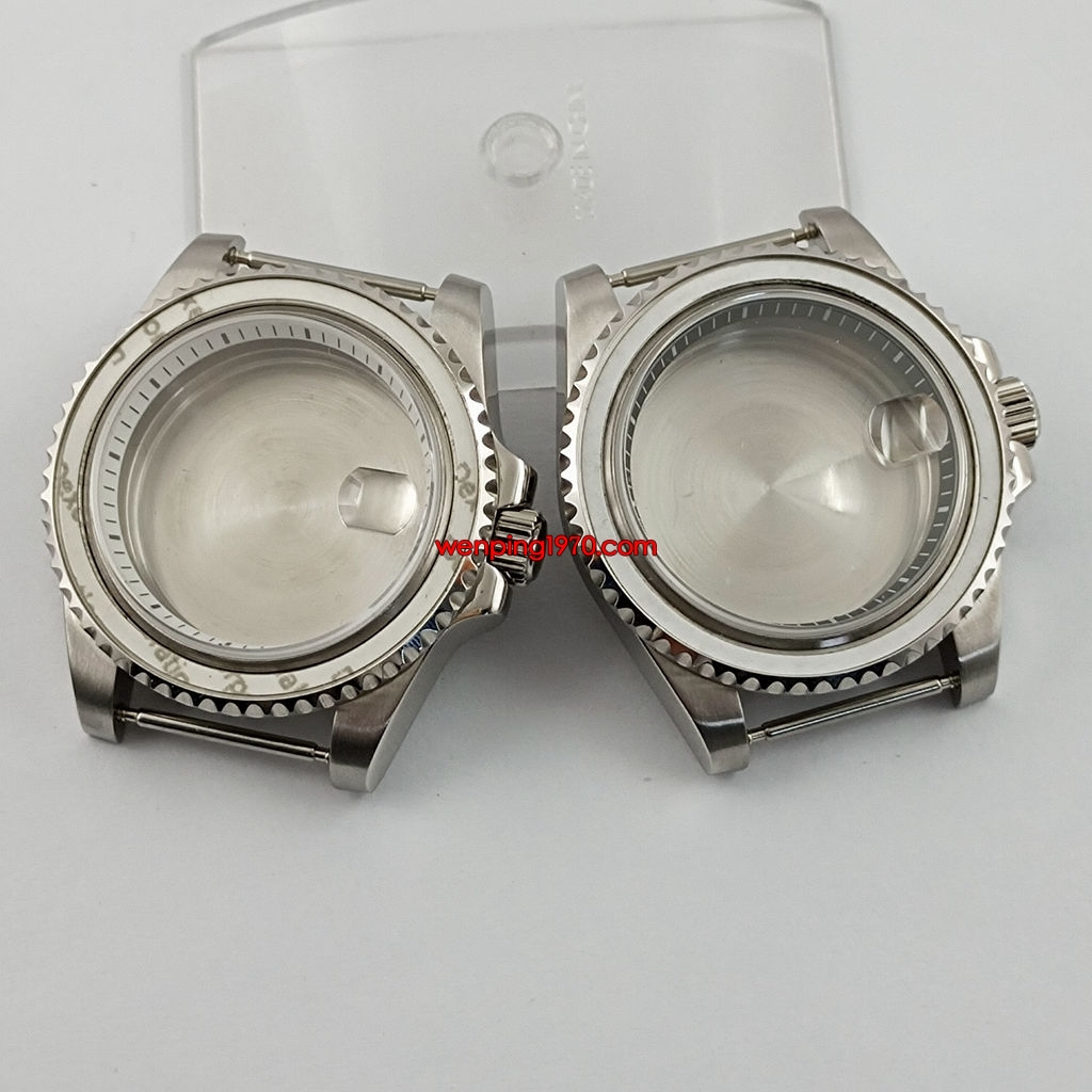 NEW 40mm silver watch case sapphire glass white and black ring fit ETA ...